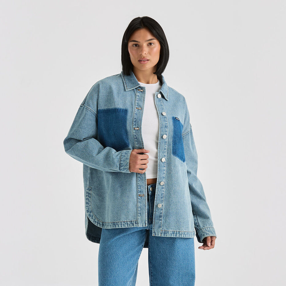 Riders by Lee Womens Denim Shacket Shadow Blue | Beechworth Emporium
